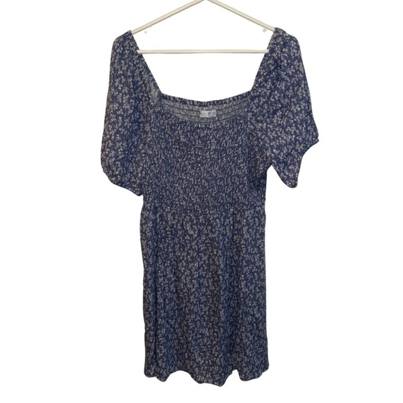 Primark | Dresses | Primark Blue Square Neck Puff Sleeve Mini Dress ...